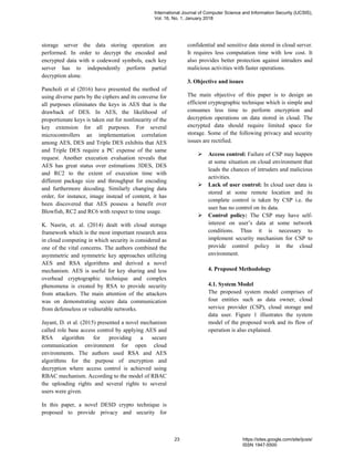 Data Partitioning In Cloud Storage Using DESD Crypto Technique | PDF