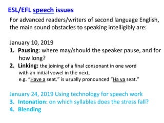 GRIPS speech workshop 1 2019: pausing and linking (pdf) | PPT