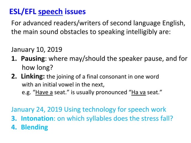 GRIPS speech workshop 1 2019: pausing and linking (pdf) | PPT