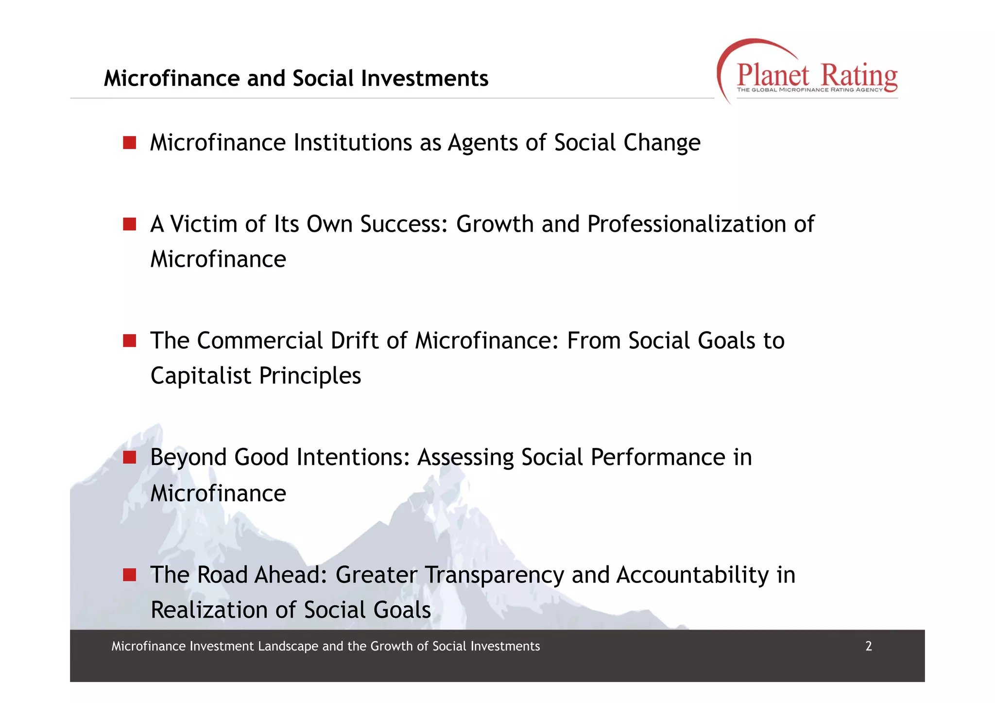 Evolution of Microfinanance Investment Landscape and Reasons behind the ...