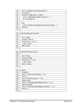 75ery6e5y03 praktikum iii_array_statis_dan_dinamis | PDF