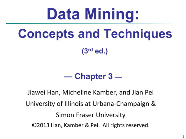 Data Mining: Concepts and Techniques (3rd ed.) - Chapter 3 preprocessing | PPT