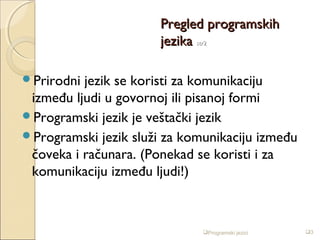 Programski jezici | PPT