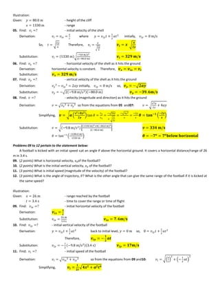 Physics 2 LT3: Projectile Motion Solutions | DOCX
