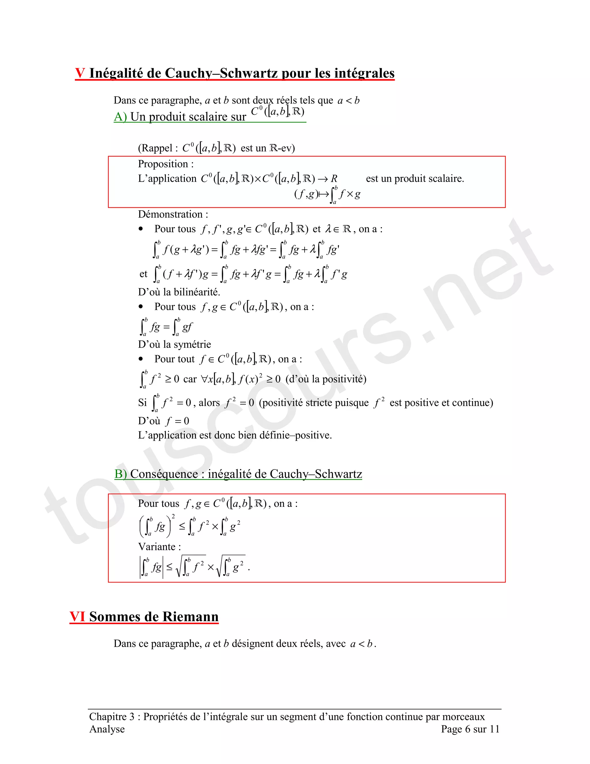 03 propriétés de l'intégrale sur un segment d'une fonction continue | PDF