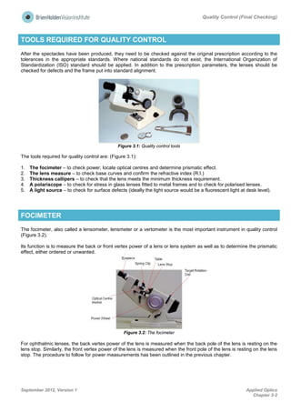 Quality control optical lens prescription | PDF