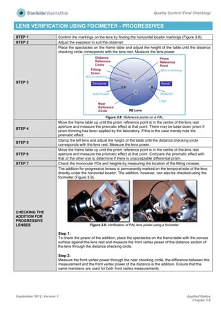 Quality control optical lens prescription | PDF