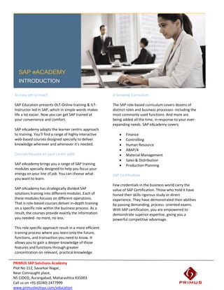 03 sap brochure | PDF | Online Education | Education