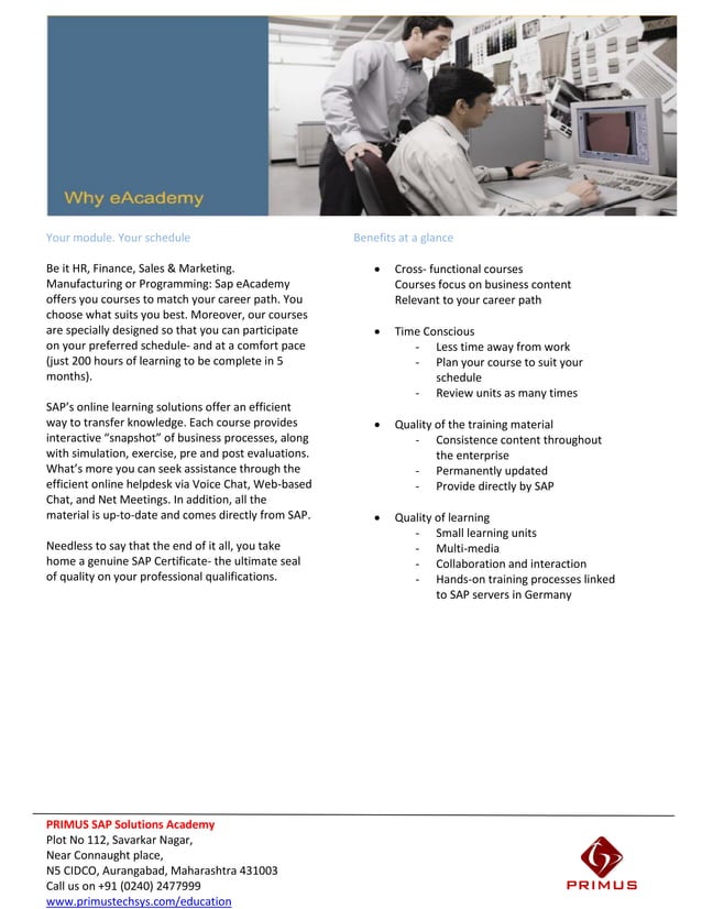 03 sap brochure | PDF | Online Education | Education