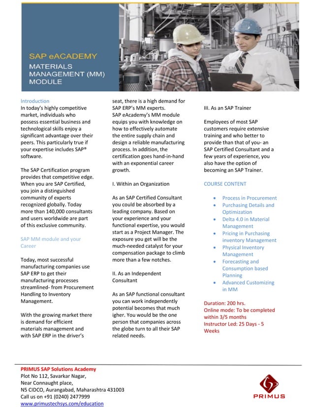 03 sap brochure | PDF | Online Education | Education