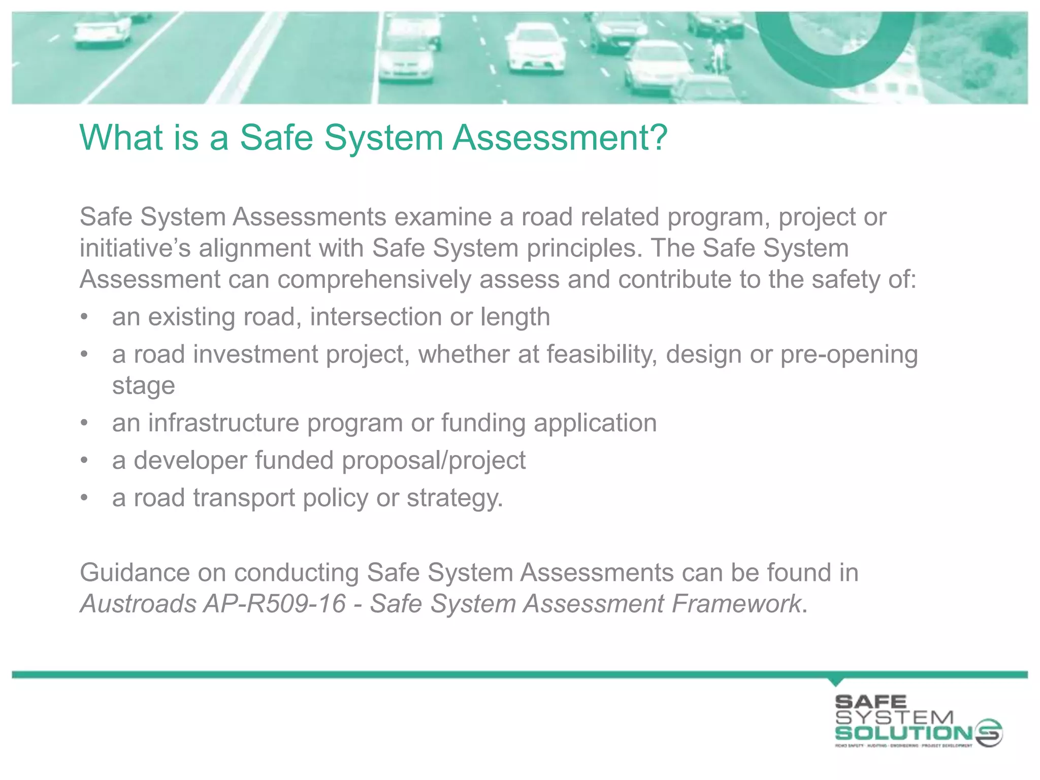 Safe System Assessments and Road Safety Audits | PPTX | Business ...