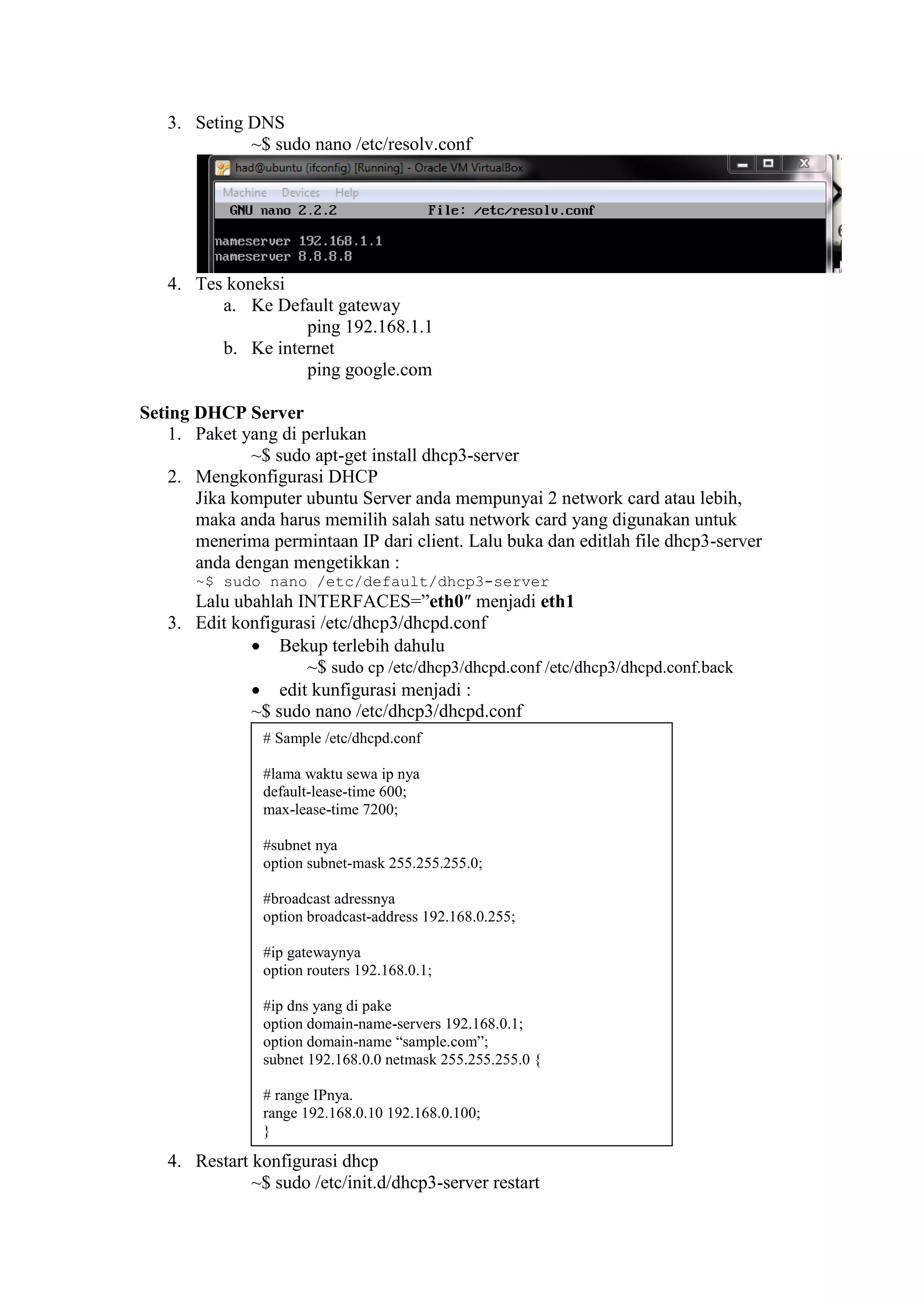 03 seting ssh,network,dhcp server(revisi) | PDF