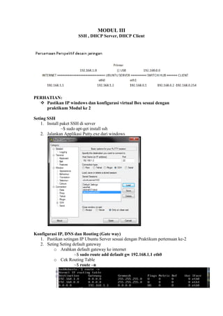 03 seting ssh,network,dhcp server(revisi) | PDF