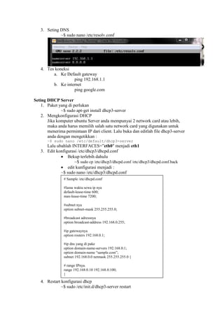 03 seting ssh,network,dhcp server(revisi) | PDF