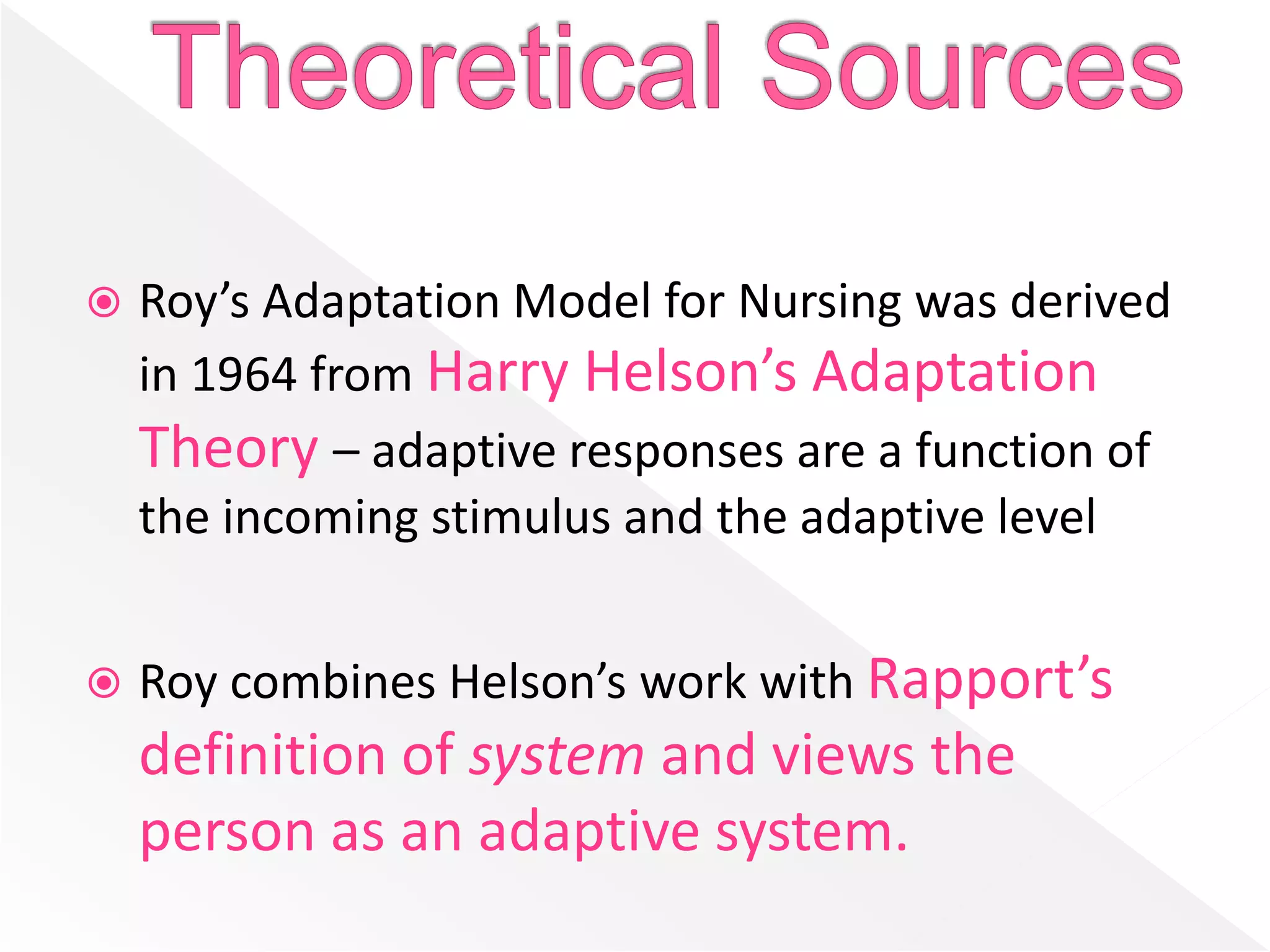 Sister Callista Roy’s Adaptation Theory | PPTX