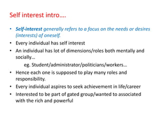 Society's interest Vs Self interests | PPTX
