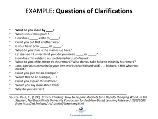 CRITICAL THINKING PROBING QUESTIONS AND TUTORING CYCLE | PPT