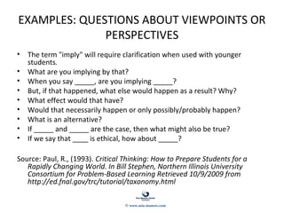 CRITICAL THINKING PROBING QUESTIONS AND TUTORING CYCLE | PPT