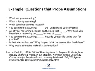 CRITICAL THINKING PROBING QUESTIONS AND TUTORING CYCLE | PPT