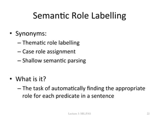 Lecture 3: Semantic Role Labelling | PDF