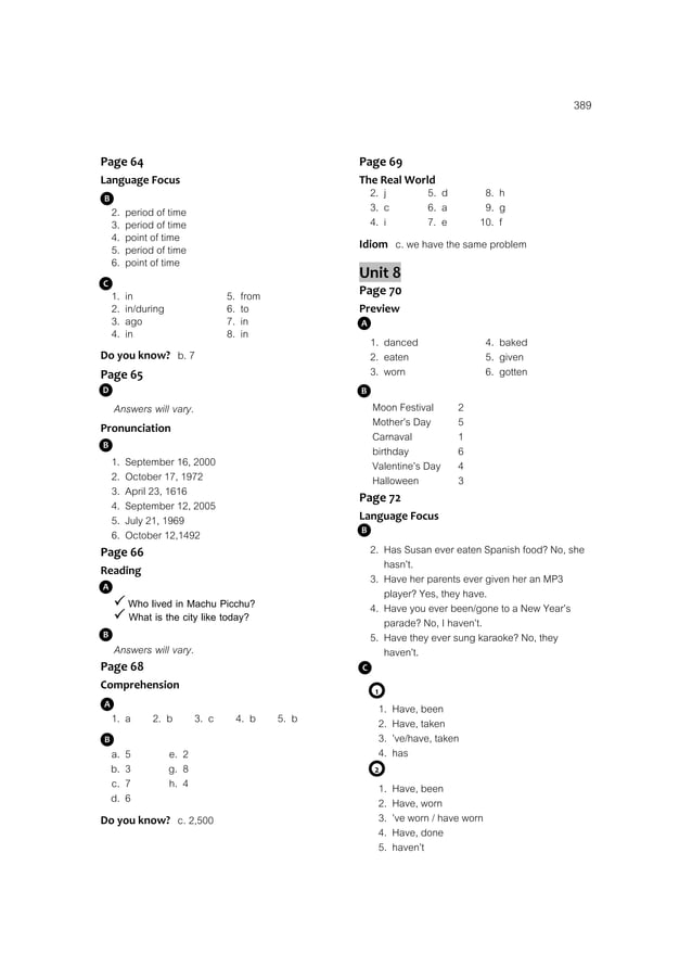 Time Zone M.3 Student Book Answer Keys | PDF
