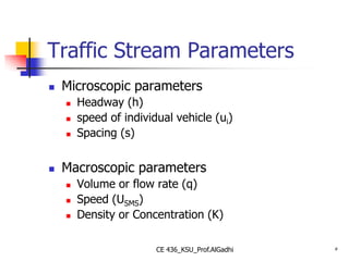 03 Traffic Stream Characteristics (Traffic Engineering هندسة المرور & Prof. Saad AlGadhi) | PDF