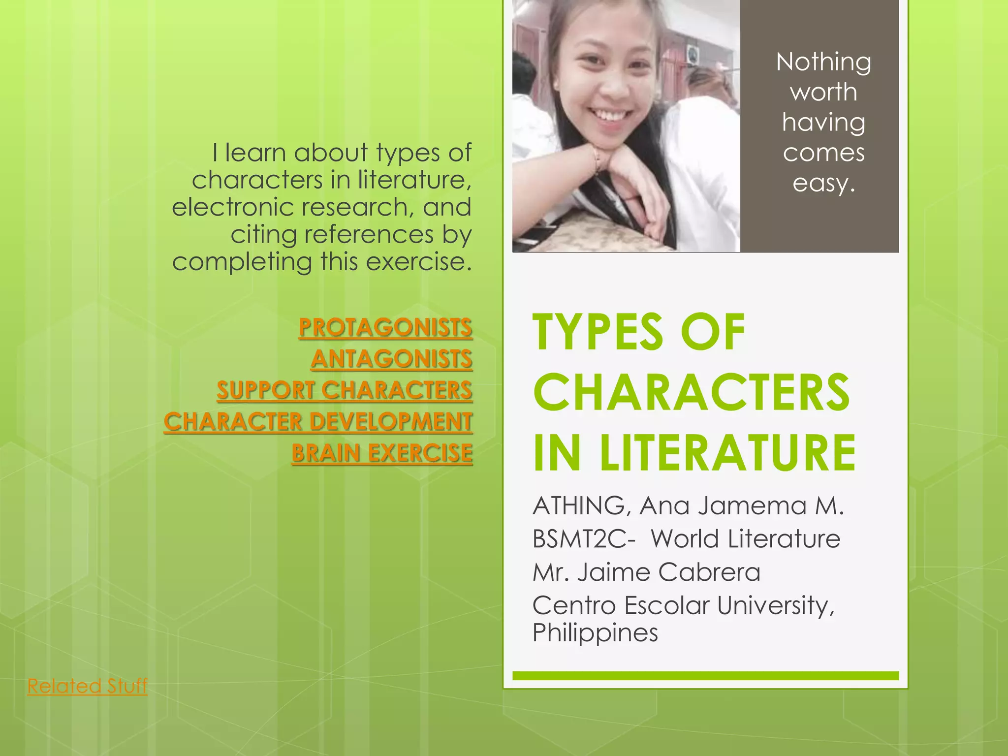 Types of Characters in Literature | PPTX