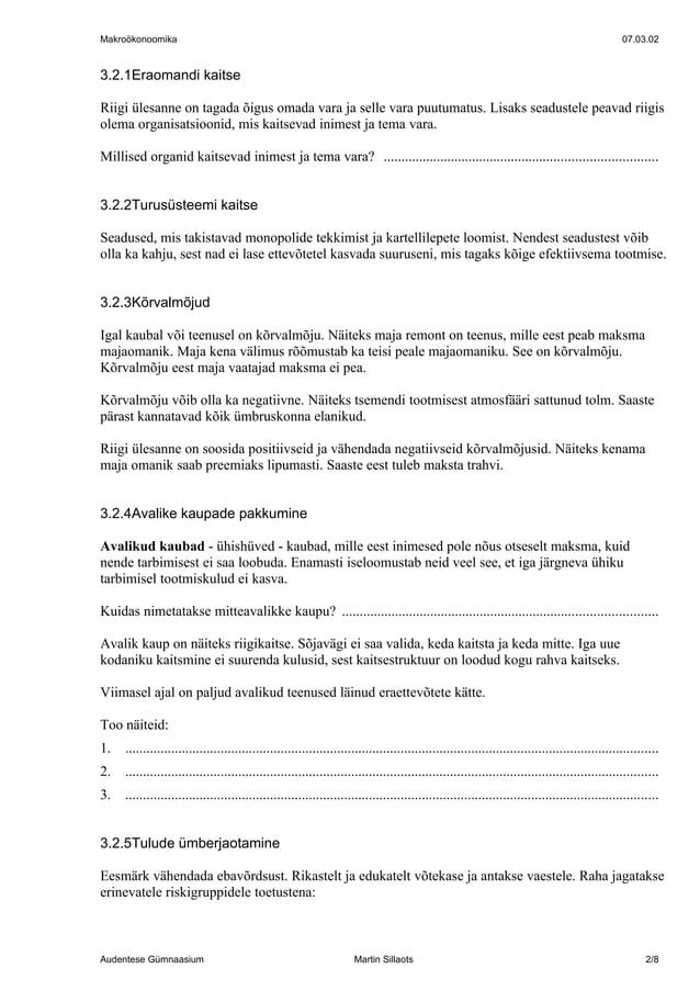Valitsuse roll majanduses | PDF