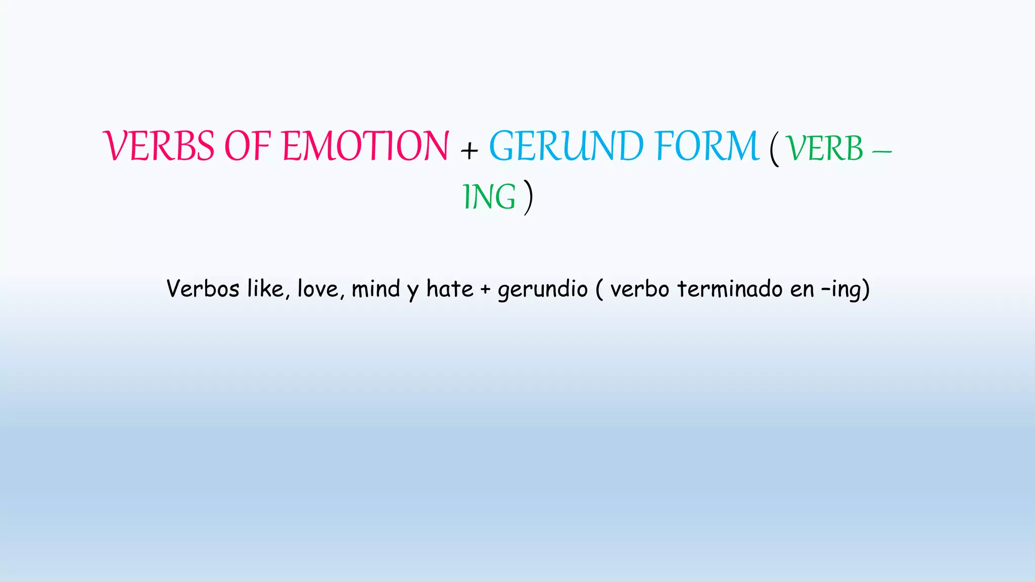 Verbs of Emotion verb+ing | PPTX