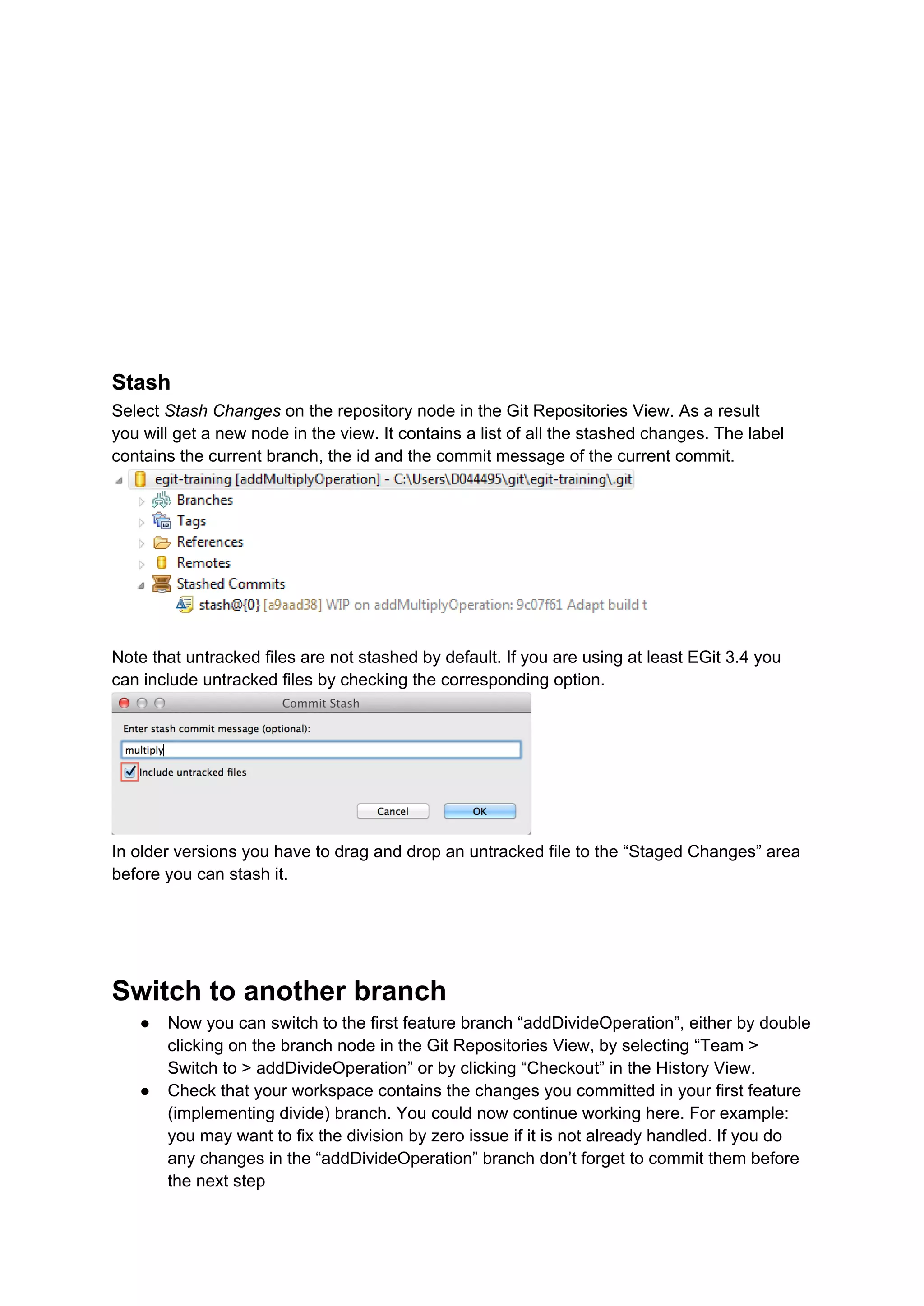 Git Tutorial EclipseCon France 2014 - Git Exercise 03 - work on branches in parallel | PDF