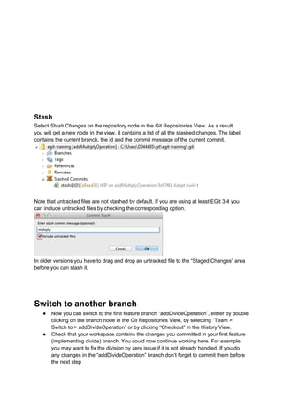 Git Tutorial EclipseCon France 2014 - Git Exercise 03 - work on branches in parallel | PDF