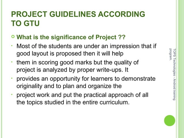 GTU Guidelines for Project on Android | PPT