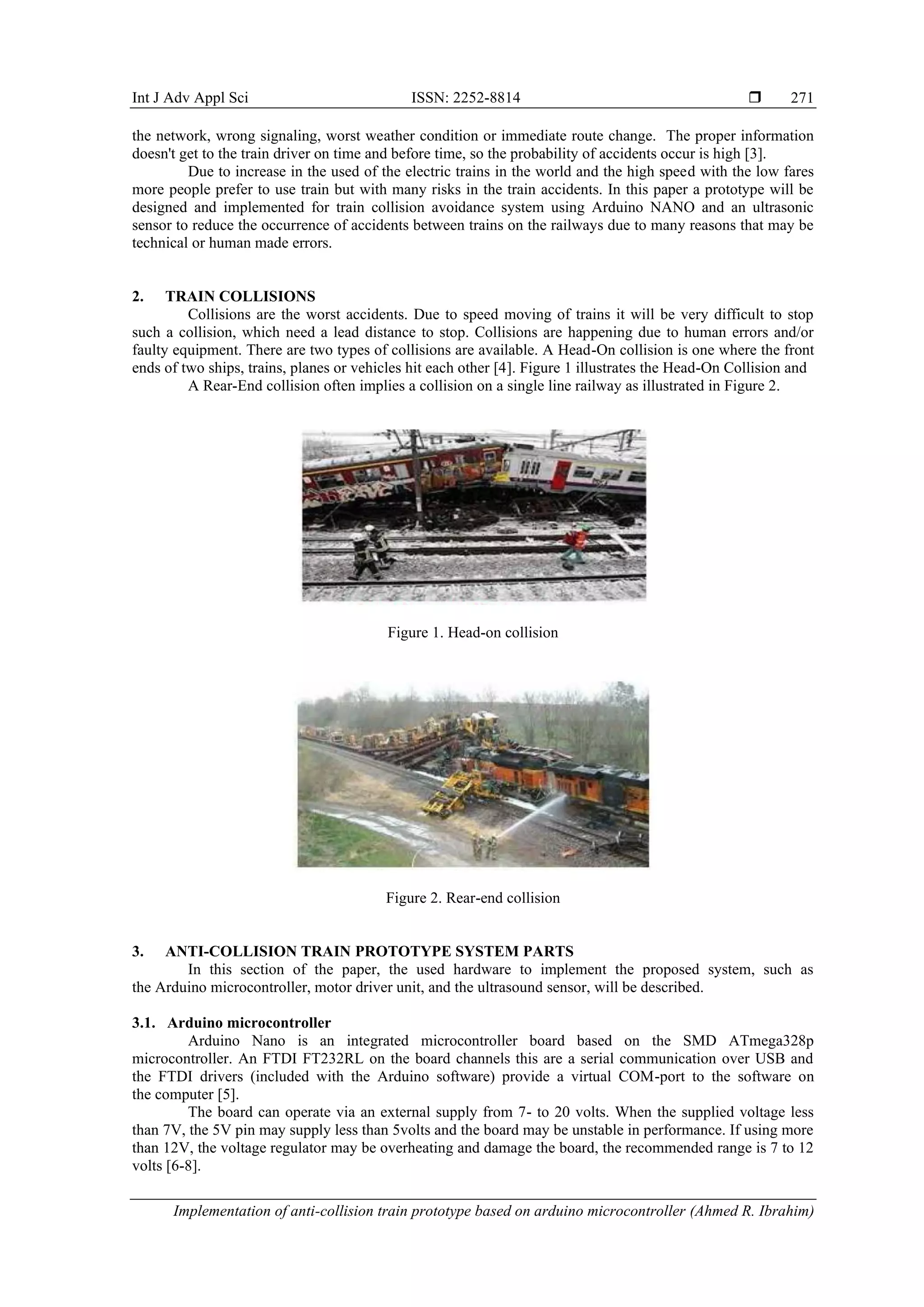 Implementation of anti-collision train prototype based on arduino microcontroller | PDF