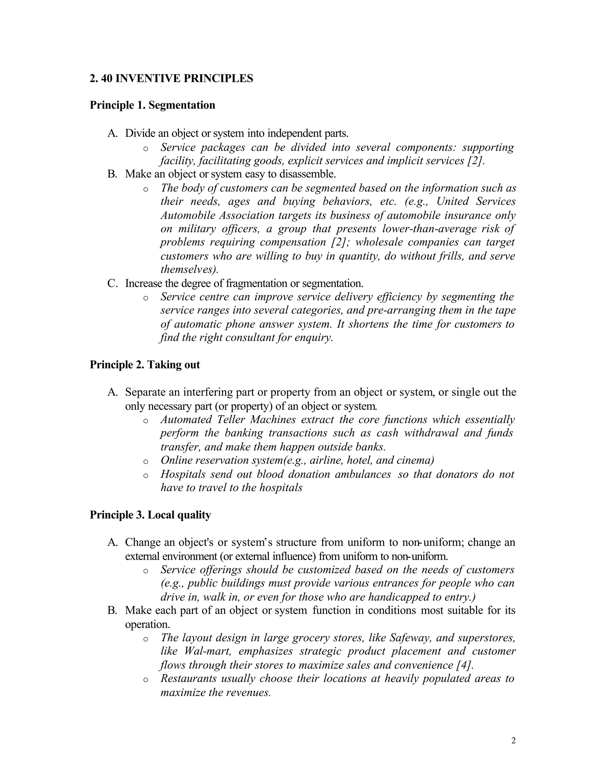 TRIZ 40 Principles of Contradiction | PDF