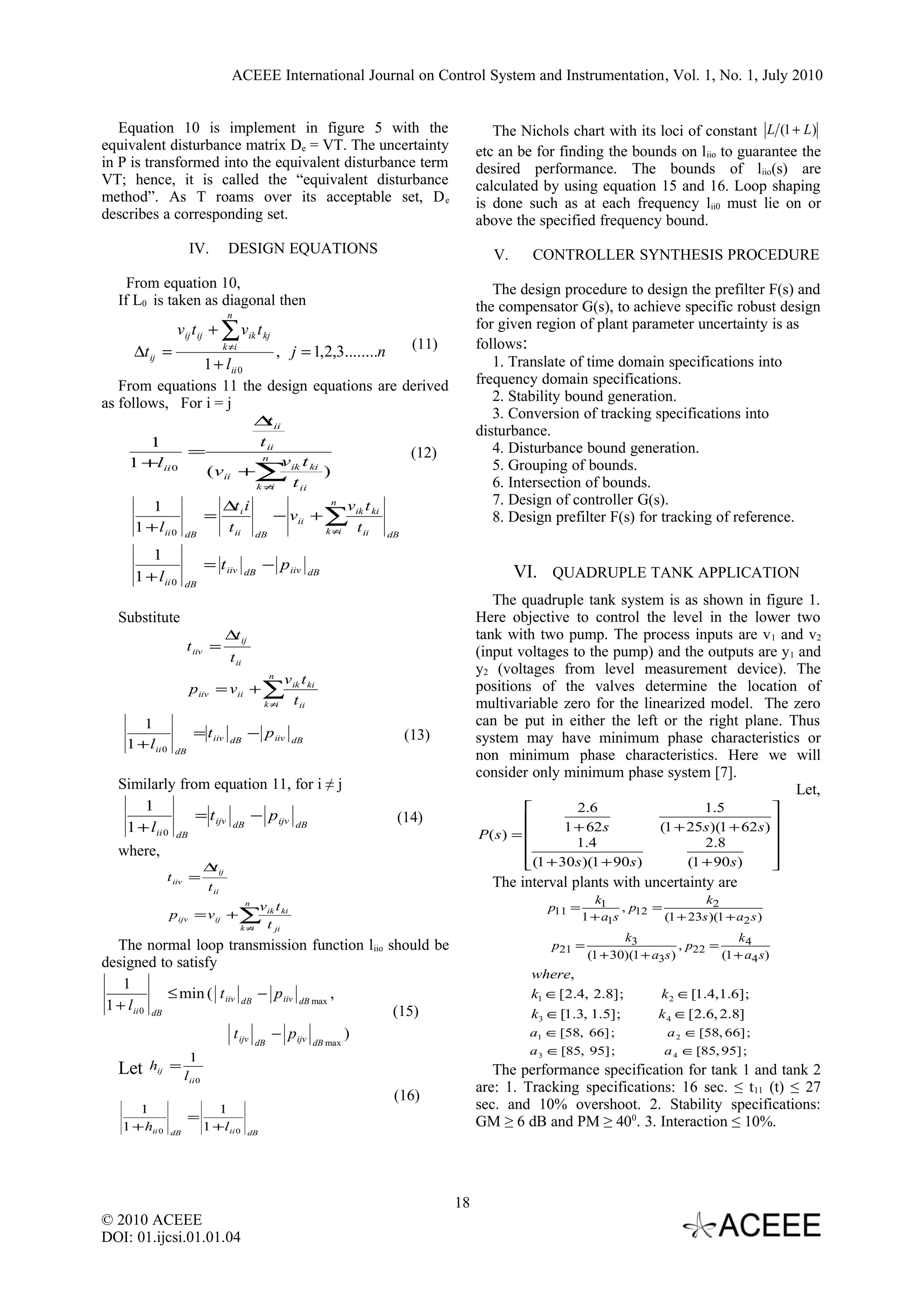 Multivariable Control System Design for Quadruple Tank Process using Quantitative Feedback ...