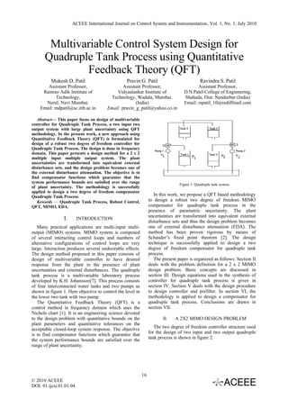 Multivariable Control System Design for Quadruple Tank Process using Quantitative Feedback ...
