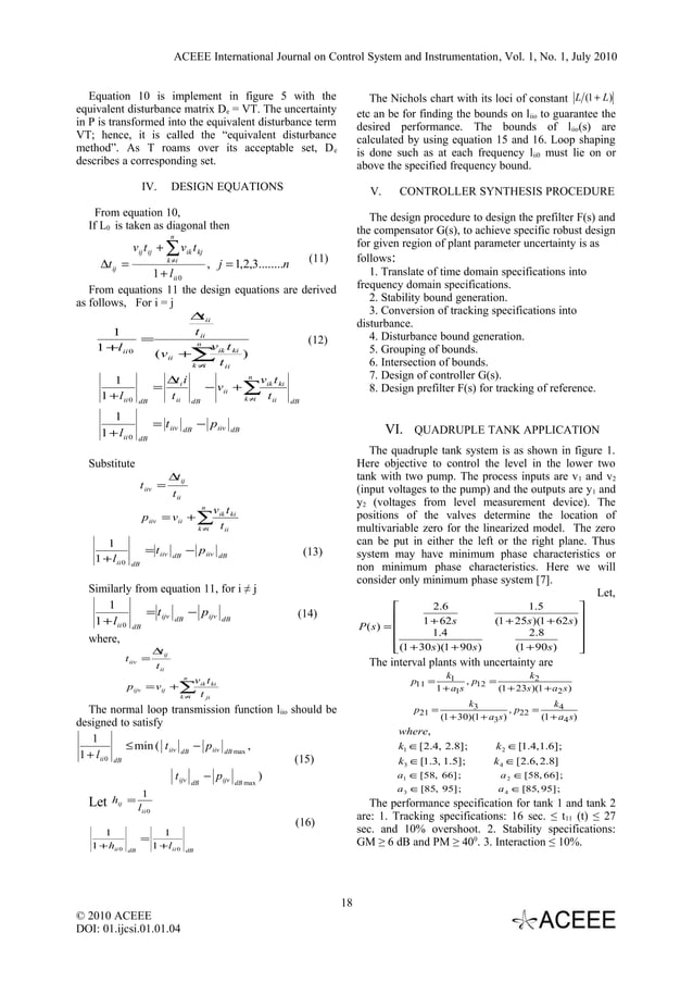 Multivariable Control System Design for Quadruple Tank Process using Quantitative Feedback ...