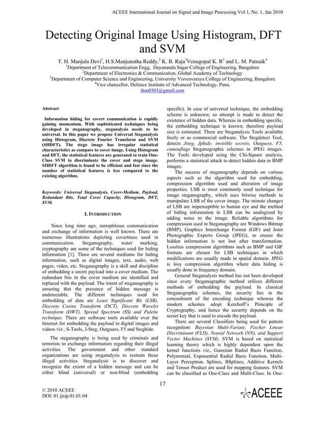 Detecting Original Image Using Histogram, DFT and SVM | PDF