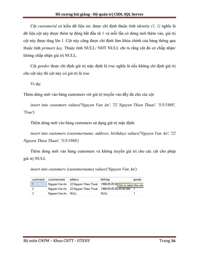 04. de cuong hqt sql server | PDF