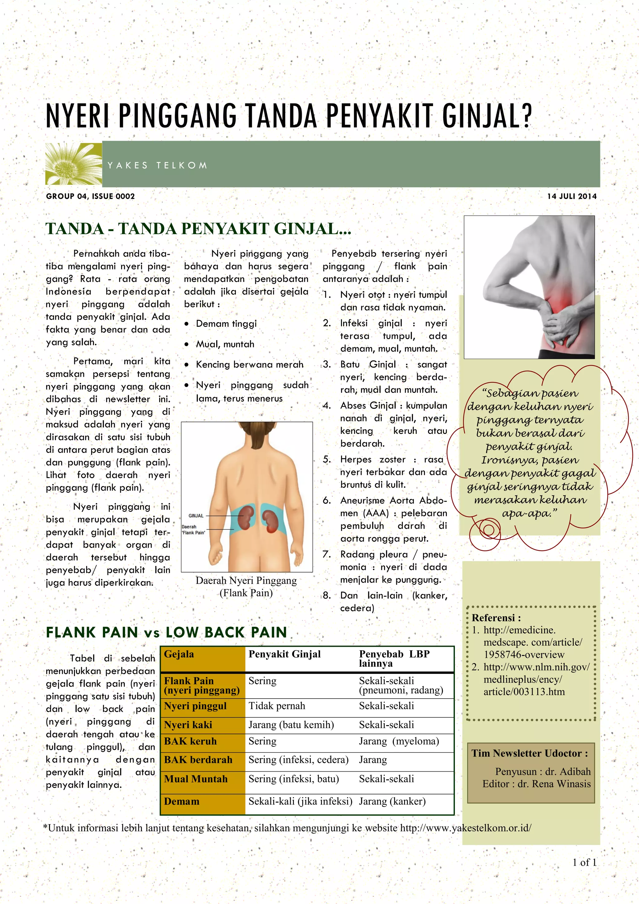 Nyeri pinggang tanda penyakit ginjal | PDF
