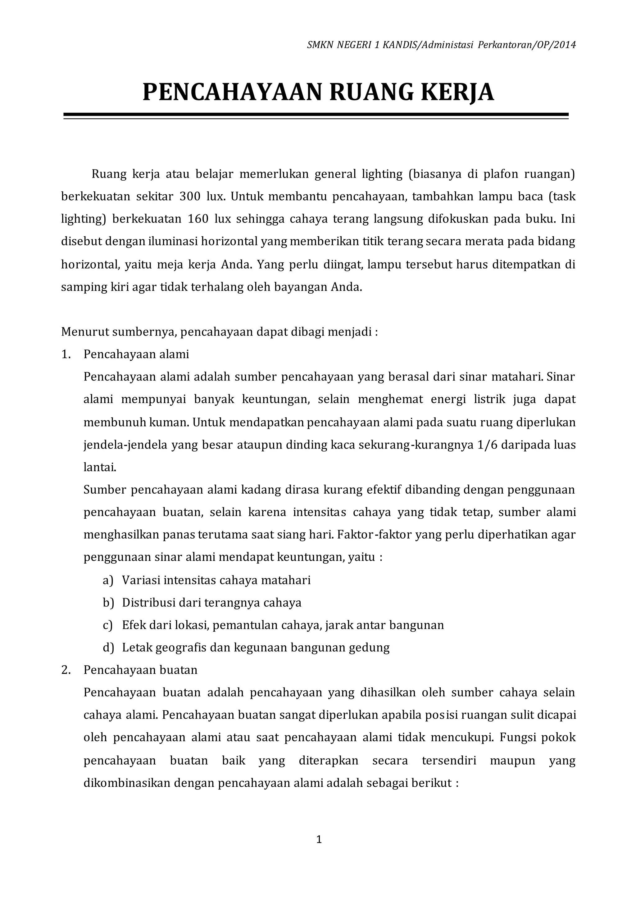 04. pencahayaan ruang kerja | DOCX