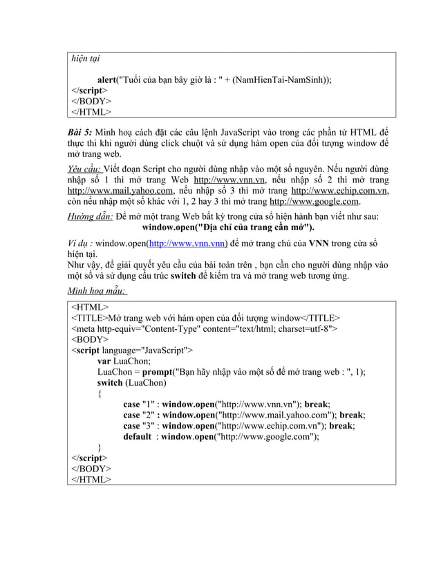 Bài tập javascript | PDF