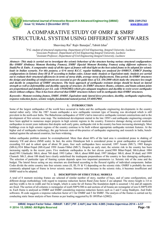 A COMPARATIVE STUDY OF OMRF & SMRF STRUCTURAL SYSTEM USING DIFFERENT ...
