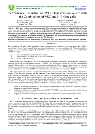 Performance Evaluation of HVDC Transmission system with the Combination of VSC and H-Bridge ...
