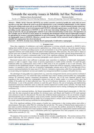 Towards the security issues in Mobile Ad Hoc Networks | PDF