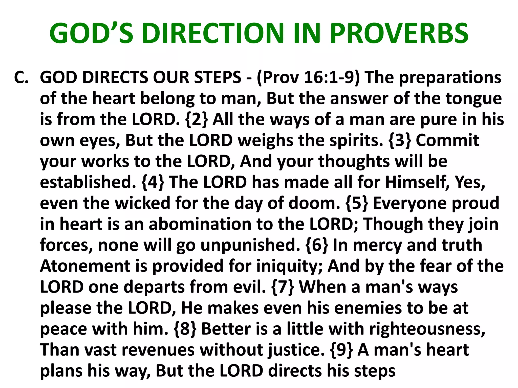 god's direction in proverbs | PPTX