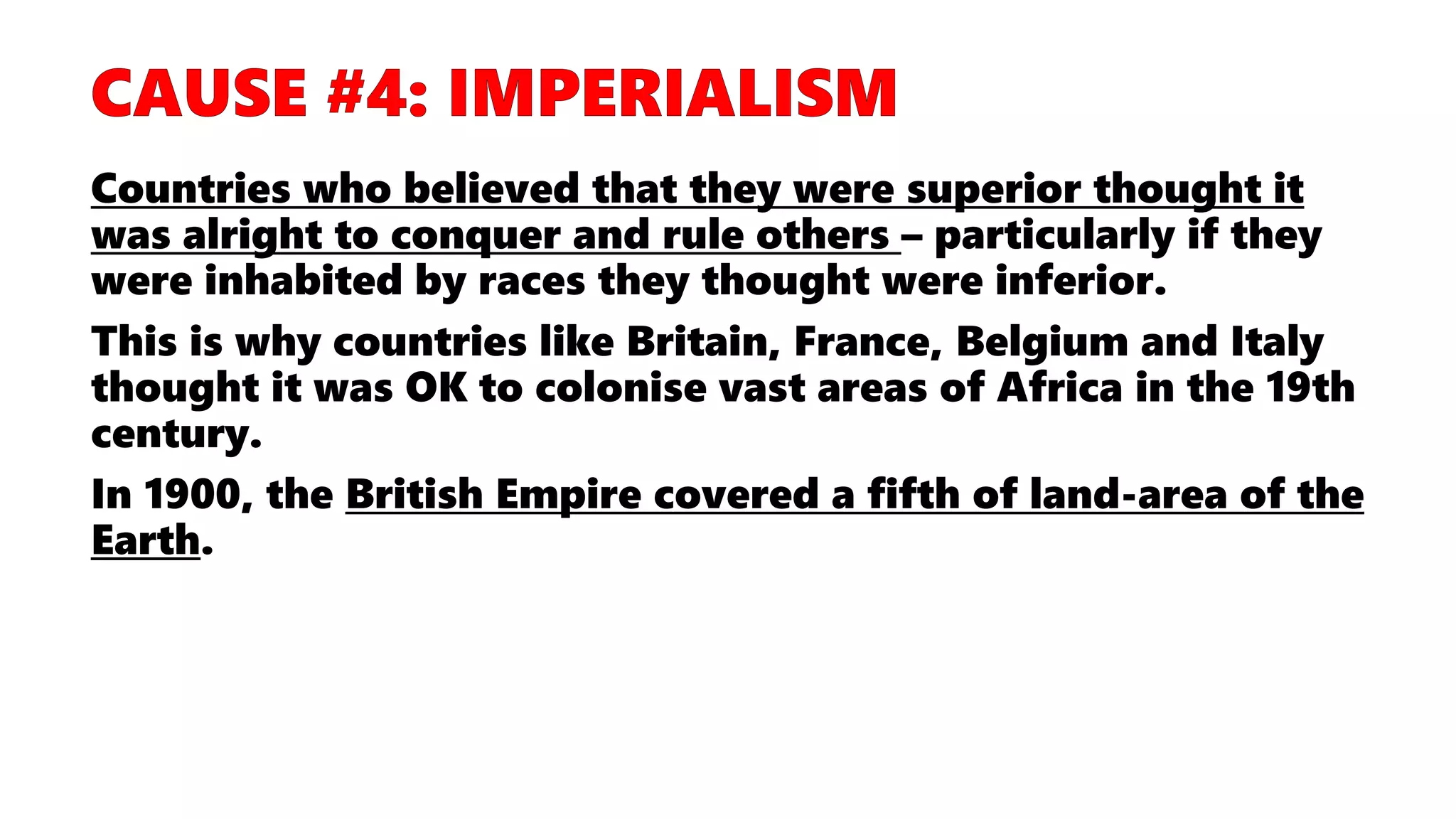 HISTORY YEAR 10: CAUSES OF WORLD WAR 1 | PPTX