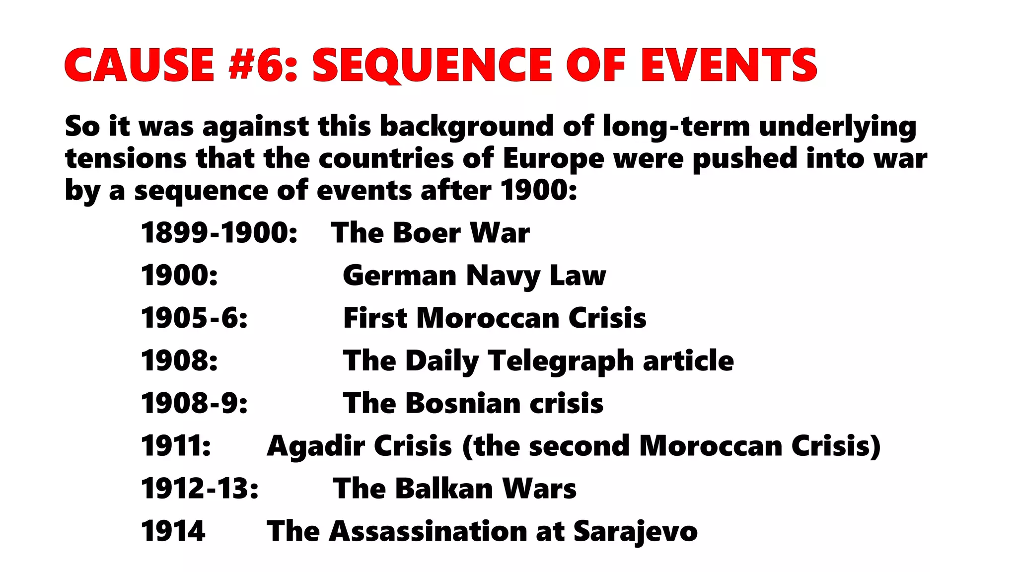 HISTORY YEAR 10: CAUSES OF WORLD WAR 1 | PPTX