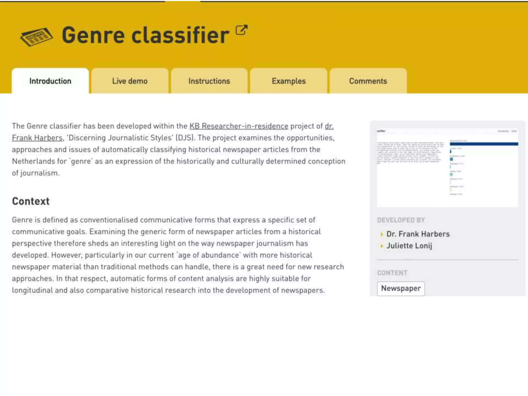 Frank Harbers - Automatic genre classification of historical newspaper ...