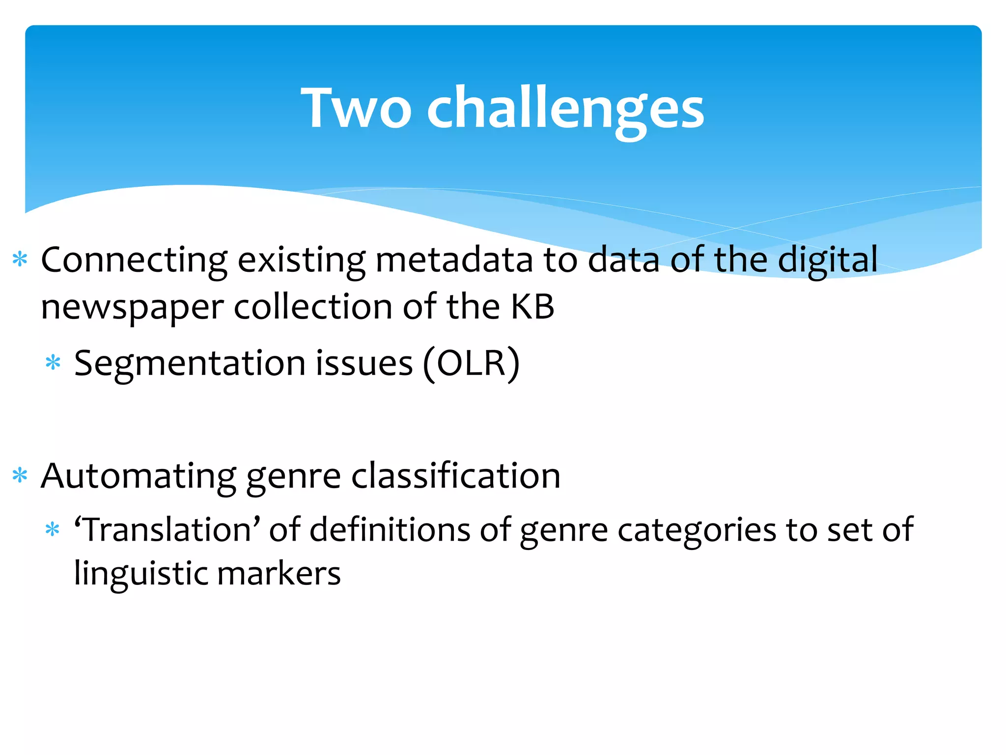 Frank Harbers - Automatic genre classification of historical newspaper ...